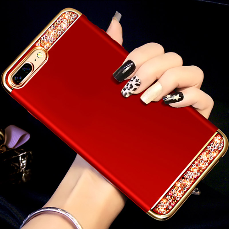 Rose Gold iPhone 8 7 And Plus Diamond Metal Protective Case Cover ...