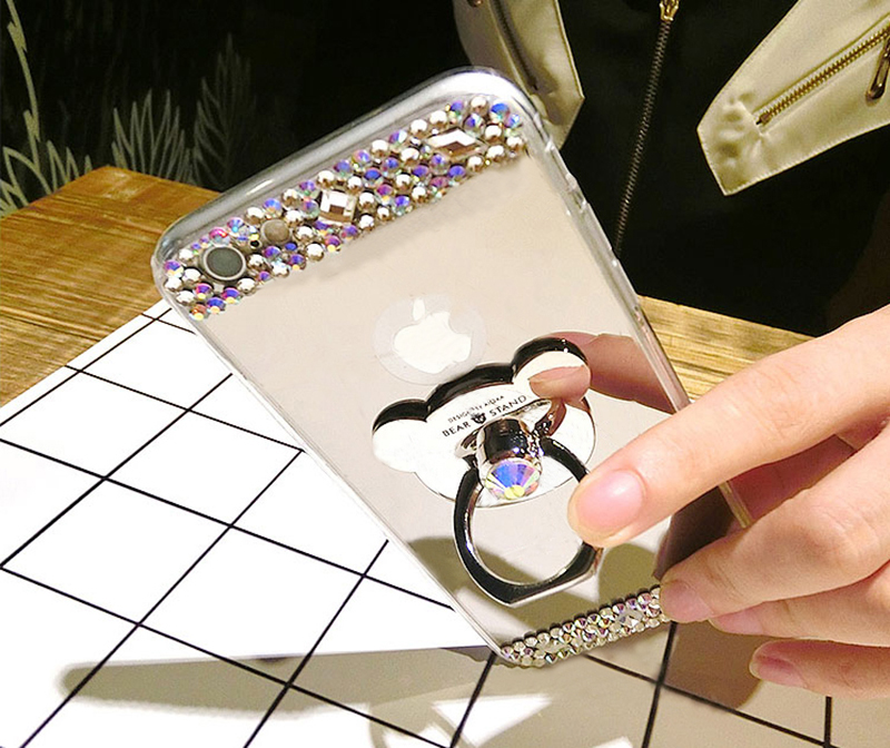Diamond iPhone 8 7 6 6S SE Plus Cases Covers With Bear Ring IPS711 ...