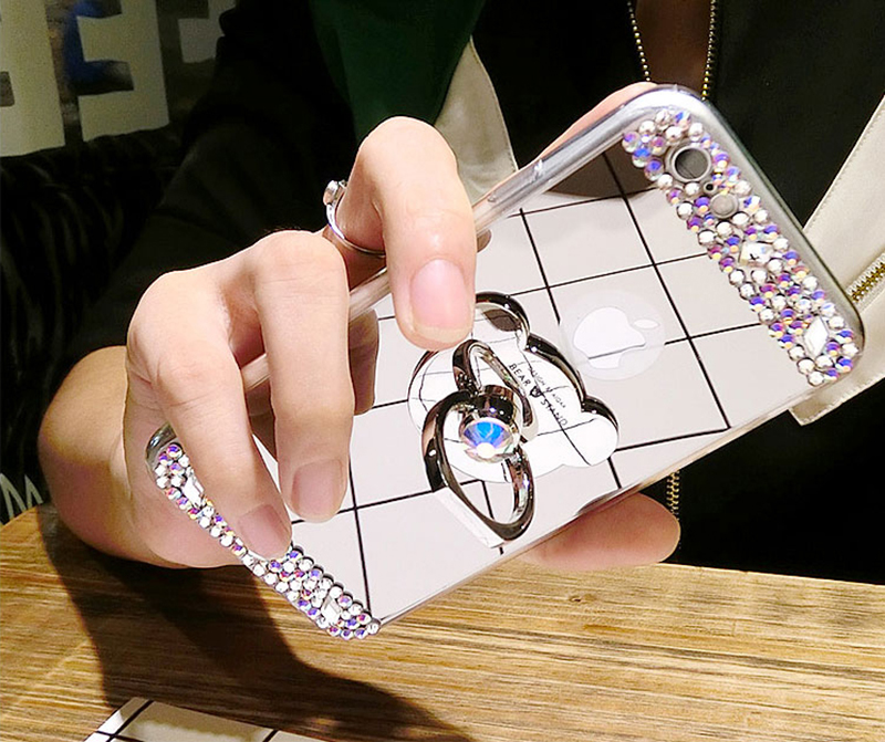 Diamond iPhone 8 7 6 6S SE Plus Cases Covers With Bear Ring IPS711 ...