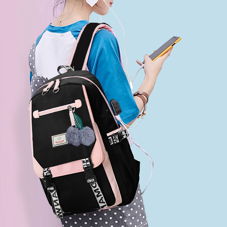 Fashion School Bag Backpack For Girl With Headset And Charging ...